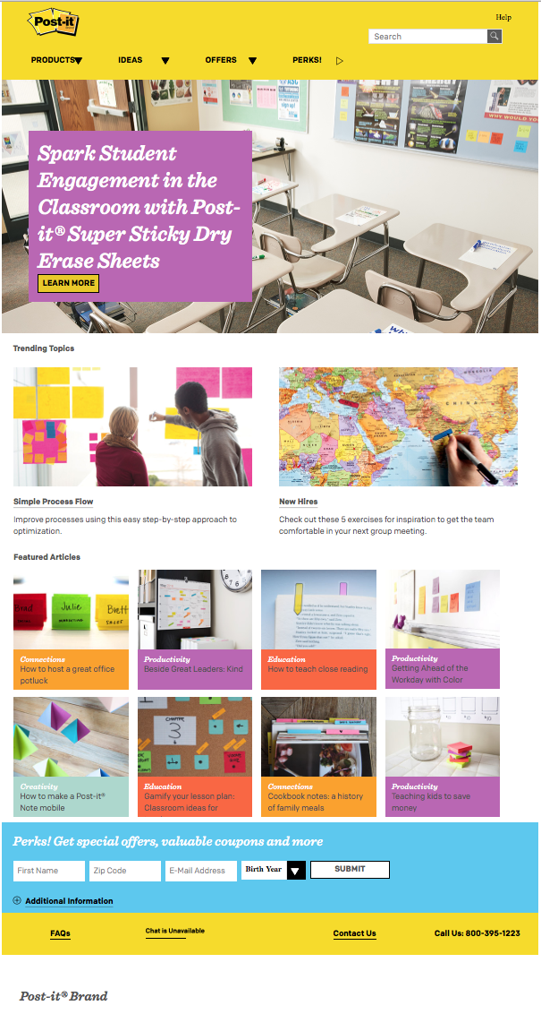 Post-it website, a great example of focusing on value not product ...