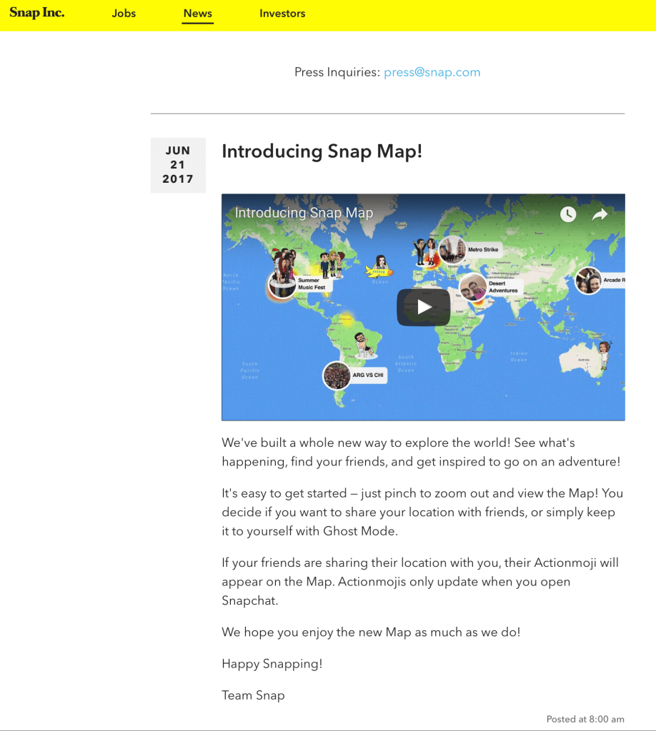 Snapchat Snap Map: why? – Ana Canhoto